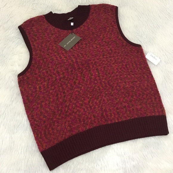 st john sport | Jackets & Coats | St John Sport Wool Garnet Knit Vest ...